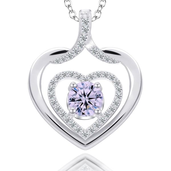 商品名: ITS4YEO 925スターリングシルバー ラブハート 誕生石ネックレス シルバーネックレス ジルコンペンダントネックレス レディース ジュエリーギフト 女性 妻 女の子 彼女のバレンタインギフト, シルバー, ジルコン ITS4...