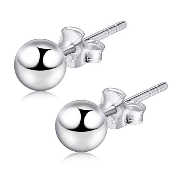 商品名:  1 Pair Adabele Real 925 Sterling Silver Hypoallergenic Stud Earrings 6mm Cute Round Ball Post Ear Studs Women Men ...
