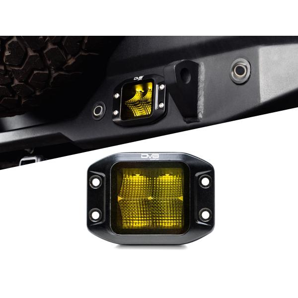 商品名: 3インチエリートシリーズLEDアンバーフラッシュマウントオフロードライトポッド | フラッドライトパターン | ODフェースプレートサイズ:4.8インチ x 3.5インチ x 2.75インチ | ヒートフィン付きベゼルレスハウジン...