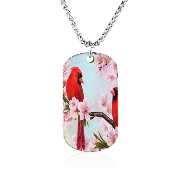 商品名:  Oyihfvs Two Red Cardinal Bird on Branch Almonds Blossom Flowers Pendant Jewelry, Lightweight Keepsake Memorial Nec...
