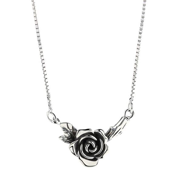 商品名:  Necklaces for Women Pendant Fashion Jewelry Women Necklace Vintage Floral Black Rose Stainless Old Design Silver C...