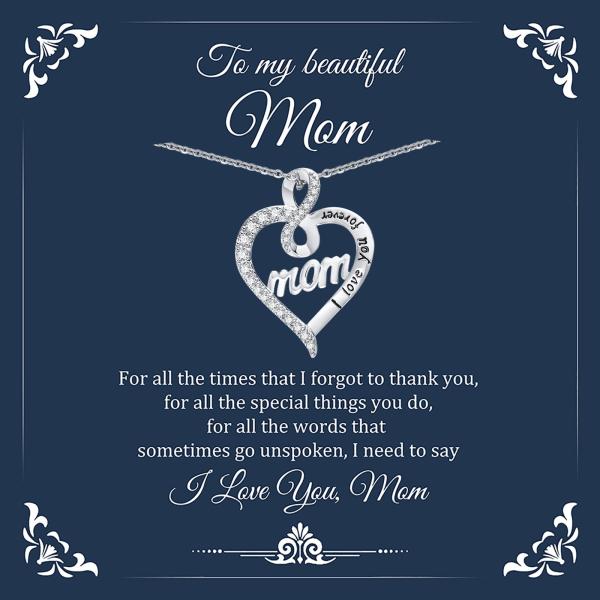 商品名: MPRAINBOW to Mom ラブハートネックレス - I Love You Forever Momネックレスペンダント 誕生石ジルコニア付き レディース 誕生日 バレンタインデー 記念日 母の日ジュエリーギフト, キュービッ...