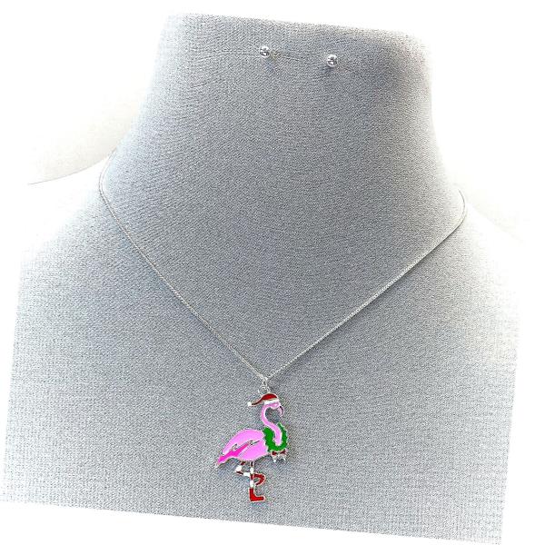 商品名:  Silver Tone Pink Color Bird Winter Christmas Flamingo Design Necklace Charm Pendant Necklace for Womenブランド: Generi...