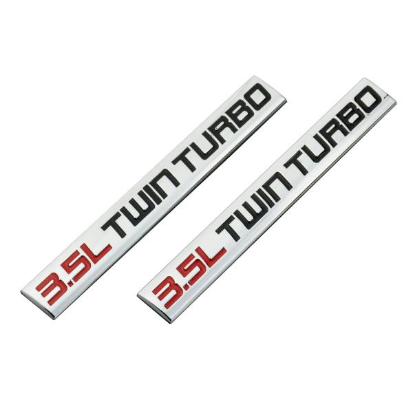 商品名:  2Pc 3.5L Twin Turbo Badge Nameplate Chrome Finish Metal Fender Sticker Fit for Trunk Hood Door (Red Black)ブランド: Ge...