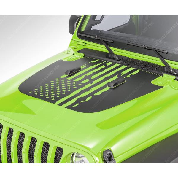 商品名:  Hood Decal to fit Jeep Wrangler Gladiator Sport Sahara JL JT 2018-2024 (Distressed Flag)ブランド: Skull Daddy Graphics...