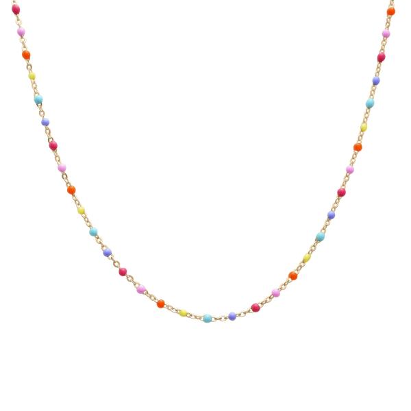 商品名: Timeless Love マルチカラーエナメルビーズネックレスセット スターリングシルバー 18Kゴールドメッキネックレス 16インチ+2インチのエクステンダーアンカーチェーン 上品なジュエリー 女性用 ラグジュアリーファッショ...