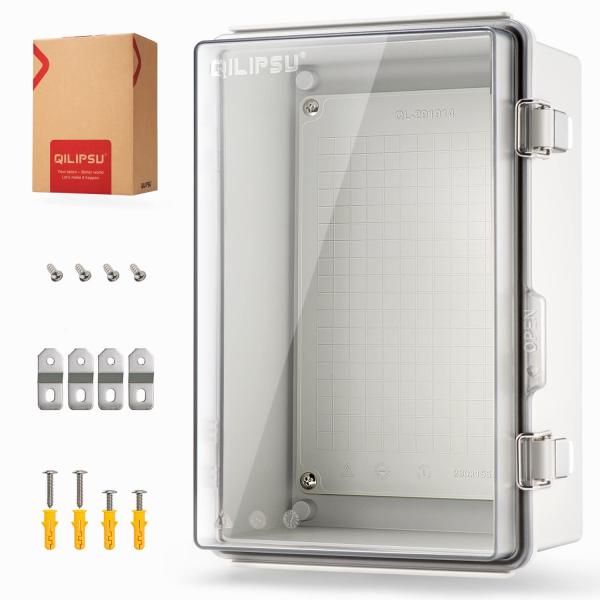 商品名: QILIPSU PC/ABS 合金 プラスチック 防水 アウトドア ジャンクションボックス 11.4インチ x 7.5インチ x 5.5インチ Pro IP67 電気エンクロージャー 取り付けプレート付き ウォールブラケット クリ...