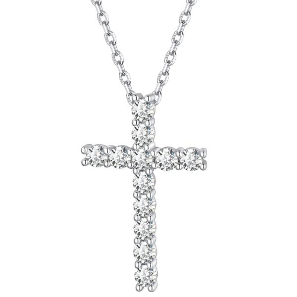 商品名: ChicSilver クロスネックレス 925スターリングシルバー ホワイトキュービックジルコニア クロスネックレス レディース, スターリングシルバー, キュービックジルコニア ChicSilver Small Cross Ne...