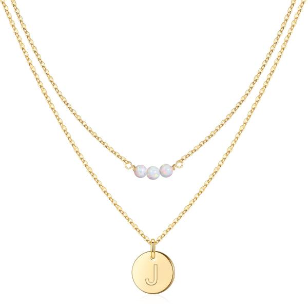 商品名:  MONOOC Layered Gold Necklaces for Women, Initial J Necklaces for Women Layering Necklaces for Women Opal Necklace ...
