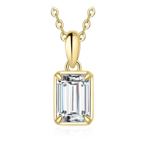 商品名: JewelryPalace エメラルドカット モアッサナイト ウェディングペンダント 18インチチェーンネックレス 14K 黄金 925スターリングシルバー, 金属, モアッサナイト JewelryPalace 1ct Moiss...