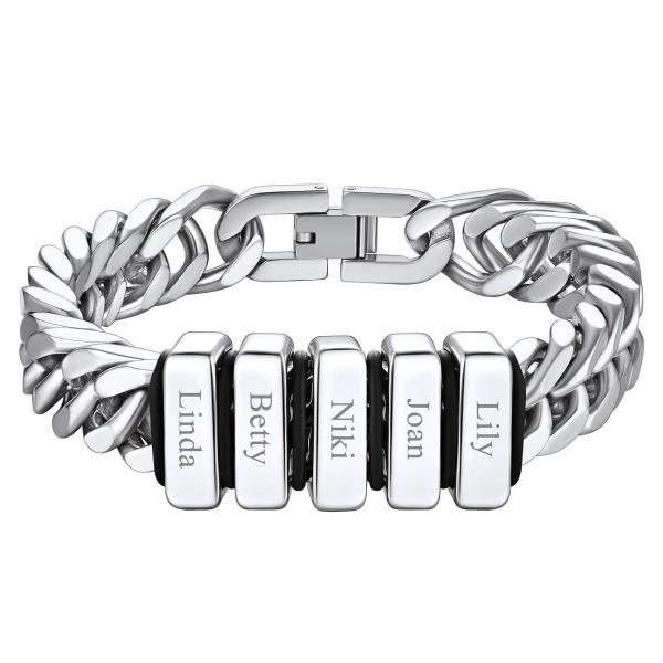 商品名:  Customized ID Name Beads Chain Bracelets with Names Engraved for Men Familyブランド: Richsteel高さ: 1.7cm横幅: 7cm奥行: 9cm重...