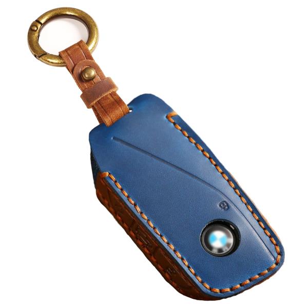 商品名: EASYANT レザーキーフォブカバー 2023 BMW i7 X7 Xi 7シリーズ用 BMWキーフォブシェルケースに対応 ブルー EASYANT Leather New Key Fob Cover for 2023 BMW i...