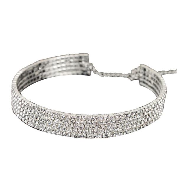 商品名: MEQNOIG 5列ラインストーンチョーカーネックレス シルバースパークリングダイヤモンドチョーカー クリスタルネックレス, 金属, ラインストーン MEQNOIG 5 Row Rhinestone Choker Necklace...