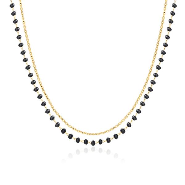 商品名: CANDYFANCY 上品なネックレス レディース 18Kゴールドメッキ ステンレススチール レイヤードネックレス キュービックジルコニア ビーズチョーカー ミニマリスト シンプル ジュエリーギフト, 宝石なし CANDYFANC...