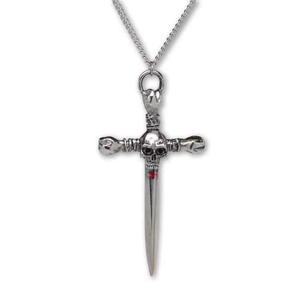 商品名:  PI〓ATAS OLE Gothic Skull on Cross with Red Austrian Crystal Pewter Necklace NK-341 erfv-1-280ブランド: PI〓ATAS OLE商品番号...
