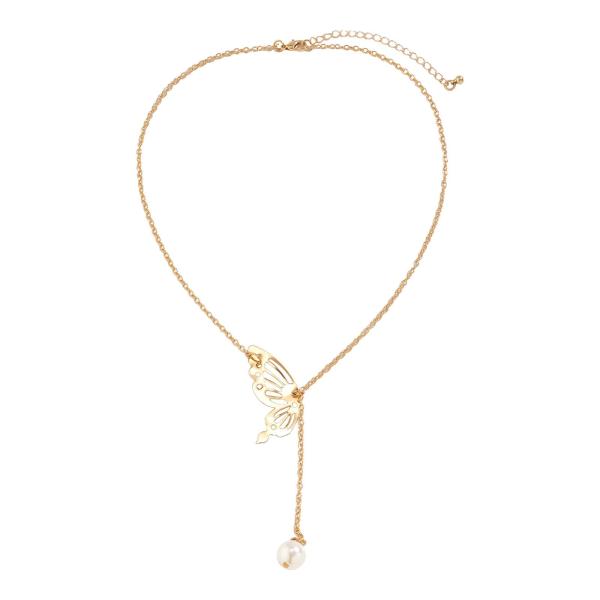 商品名:  Fashion Chain Simple Personality Imitation Pearl Pendant Temperament Back Chain Small People Versatile Geometric B...