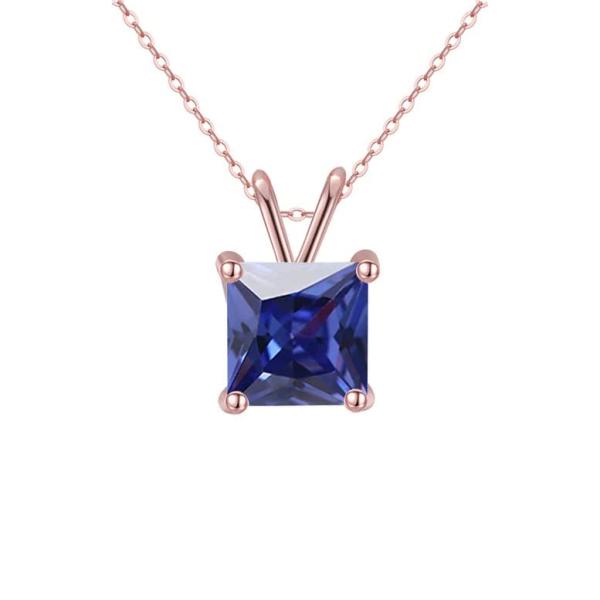 商品名: Paris Jewelry 18Kローズゴールド プリンセス人工ブルーサファイア 2CT CZネックレス 18インチメッキ, ローズゴールドメッキ。, 人工ブルーサファイア CZ Paris Jewelry 18K Rose Go...