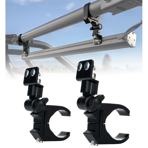 商品名: Lupar UTV チェイスライトバー Cクランプマウントブラケット ユニバーサルフィット 1.75インチ - 2インチ ロールケージバーマウント 高耐久アルミニウムブラケット オフロードRZR用 - 2個パック Lupar UT...