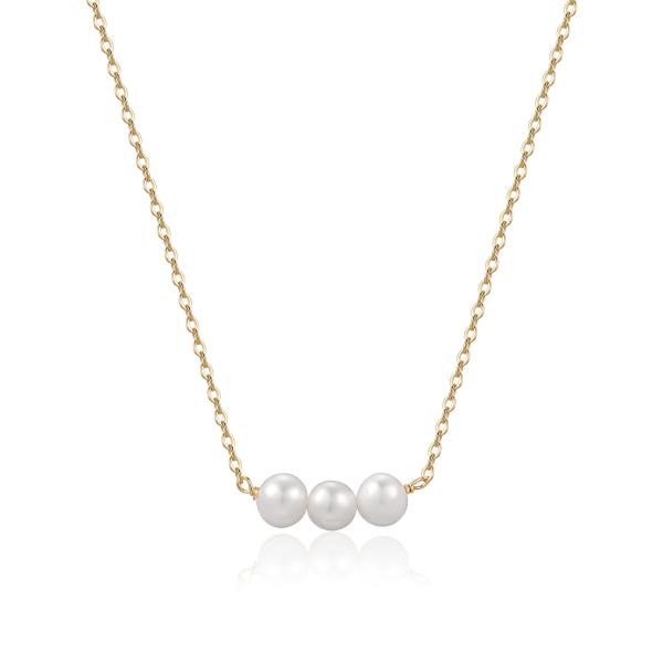 商品名: InzheG 3/4/5 パール ゴールド ペンダント ネックレス チェーン 14K ゴールドメッキ ハンドメイド 淡水 バーク パール チョーカー リンク 上品 キュート ヴィンテージ パール ネックレス ブライダル ウェディン...