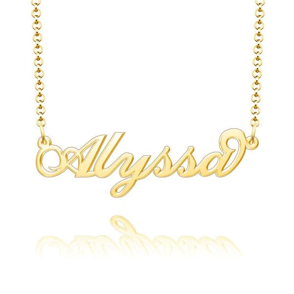 商品名: CaJoYo 名前入りネックレス ネームプレート ネームタグ ネックレス ステンレススチール シルバー/ゴールド/ローズゴールドメッキ, ステンレス鋼, 宝石なし CaJoYo Alyssa Name Necklace Gold ...