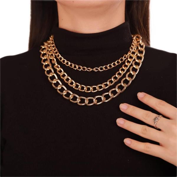 商品名: Aimimier 3ピース パンク キューバ リンク チェーン チョーカー ネックレス 分厚い 縁石 チェーンネックレス プロム パーティー フェスティバル ジュエリー レディース ガールズ (ゴールド) Aimimier 3Pc...