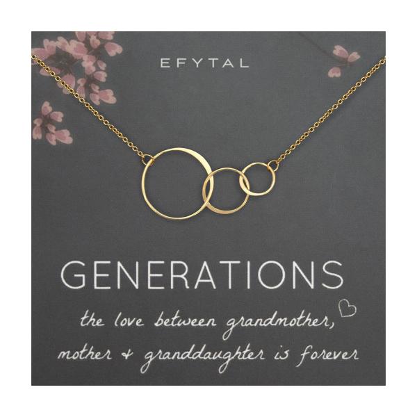 商品名: EFYTAL おばあちゃんへの母の日ギフト スターリングシルバー3世代ネックレス おばあちゃん母の日ギフト おばあちゃんへの母の日ギフト おばあちゃんへの誕生日プレゼント ナナナネックレス, 金メッキ, 宝石なし EFYTAL 3...