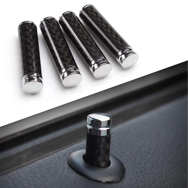商品名: TimNas 車用ドアロックノブ カーボンファイバー製 車内ドアロックプルピン ユニバーサルオートドアロックピンカバー カーアクセサリー 車 SUV トラック用 ブラック 4個パック TimNas 4 Pack Car Door ...