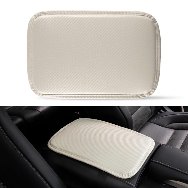 商品名: UREHEPO 車用センターコンソールアームレストカバー カーボンファイバーPUレザーアームレスト保護ボックス インテリアアクセサリー 低反発素材 自動車用 防水アームレストクッション ほとんどの車両、SUV、トラック用 (ホワイ...