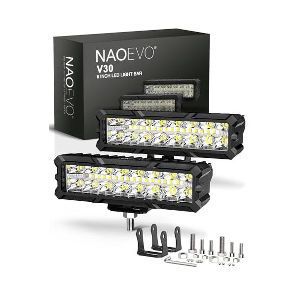 商品名:  NAOEVO 6 inch Led Light Bar, 50W 4000LM Led Driving Lights, Spot &amp; Flood Combo Light, Led Fog Lights - Led Off...