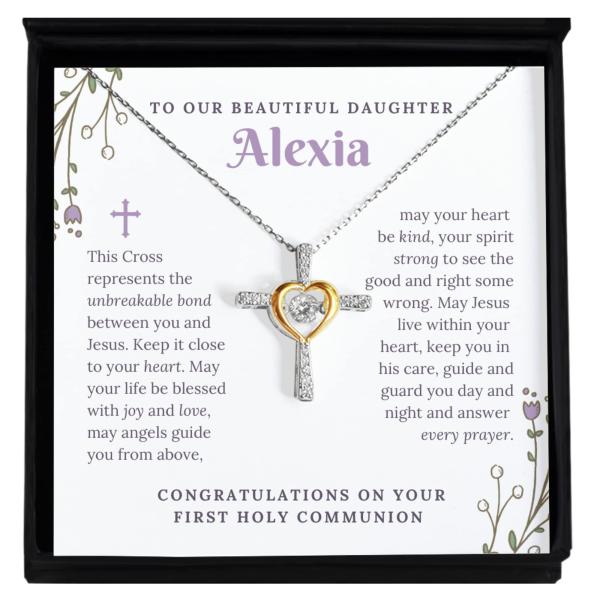商品名:  With Love &amp; Co First Holy Communion Gift For Daughter Cross Necklace, First Communion Gifts For Girls, Daughte...