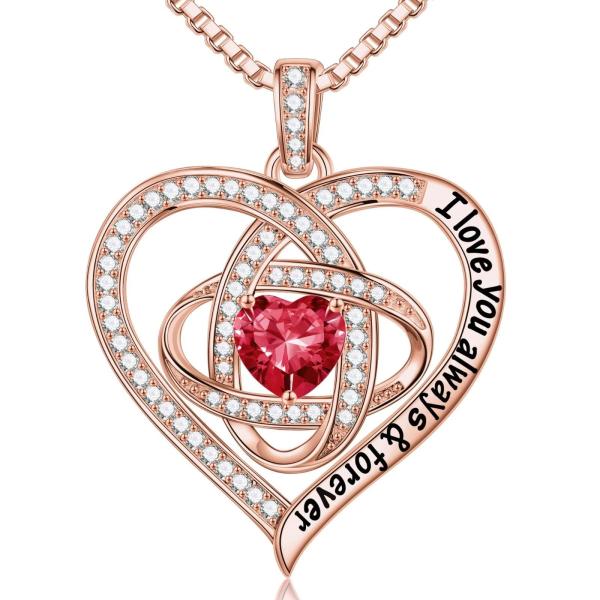 商品名: Iefil 母の日のギフト - 925スターリングシルバー ラブノット 誕生石ネックレス 記念日 バレンタインデー 彼女へのクリスマス誕生日プレゼントに 女性へのジュエリー, スターリングシルバー, 合成ルビー Iefil Bir...