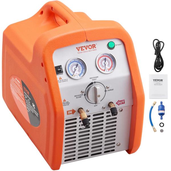商品名:  VEVOR 1 HP Refrigerant Recovery Machine - Dual Cylinder Portable AC Recovery Machine with High Pressure Protection...