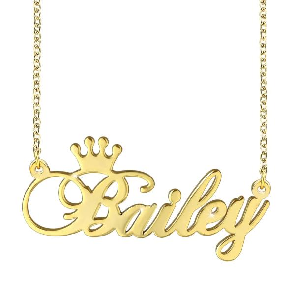 商品名:  MiyaCstm Crown Custom Name Necklace for Baby and Women,Personalized 18K Gold Plated Nameplate Customized Jewelry G...