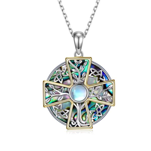 商品名: Daixiya 生命の樹ネックレス レディース スターリングシルバー ムーンストーン クロス ケルトノット 生命の樹 ペンダントネックレス ボーホー ジュエリー ギフト 女の子 娘, スターリングシルバー, ムーンストーン Dai...