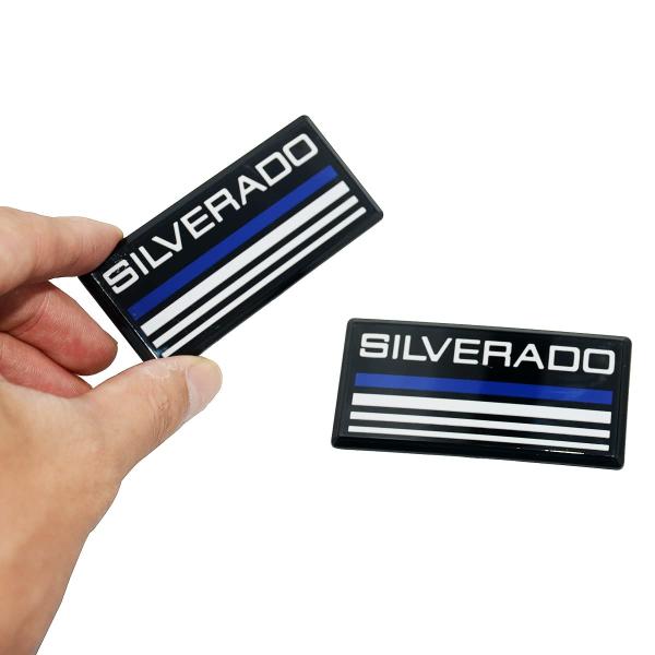 商品名:  2Pc Silverado Cab Emblem Badge 3D Logo Roof Pillar Nameplate Decals Sticker (Black White Blue)ブランド: Generic高さ: 12....