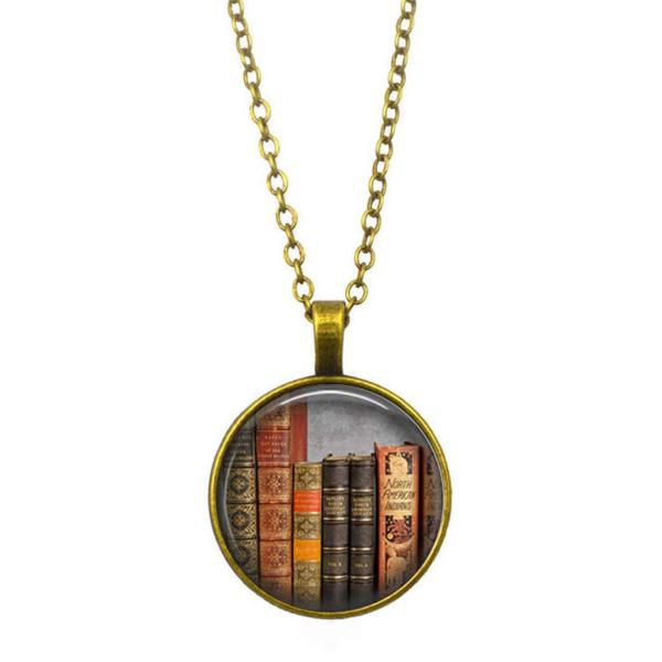 商品名:  Vintage Pendant Necklace for Women Library Books Time Trendy Chain Necklace Dainty Fashion Gifts Jewelry (Gold, On...