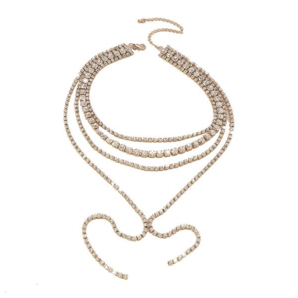 商品名:  YAZILIND Women's Multi-Layer Chain Long Necklace Exaggerated Rhinestone Luxury Party Prom Back Jewelry(Gold)ブランド: ...