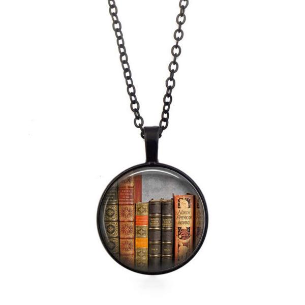 商品名:  Vintage Library Necklace for Women Books Time Fashion Pendant Necklace Personalized Jewelry (Black, One Size)ブランド:...