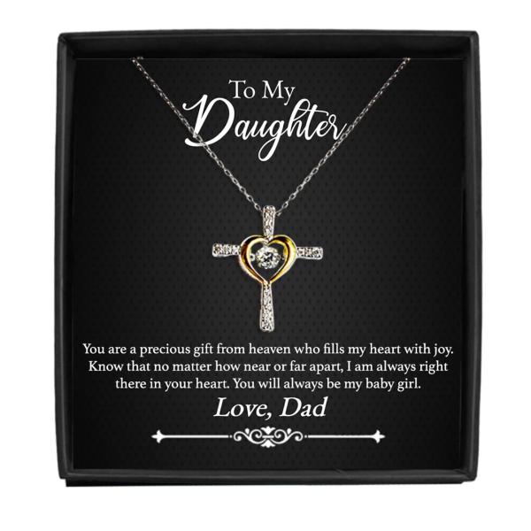 商品名: Coveted Goods To My Daughter ネックレス お父さんからのギフト 925スターリングシルバー クロスネックレス You Will Always Be My Baby Girl, スターリングシルバー, キ...