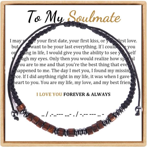 商品名:  Kcsznk To My Soulmate, I Love You Forever &amp; Always Morse Bracelet, Morse Code Bracelets for Women Men, Adjusta...