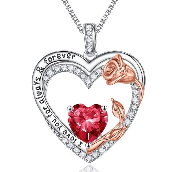 商品名: Iefil ローズハート誕生石ギフト 女性用 925スターリングシルバー 誕生石ネックレス 母の日 バレンタインデー 記念日 誕生日 ジュエリー ギフト スターリングシルバー 人工ルビー, スターリングシルバー, 合成ルビー Ie...