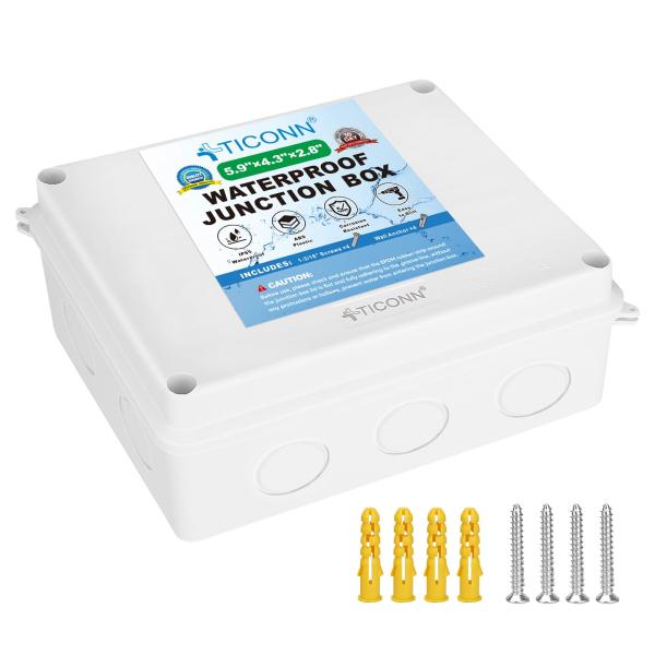 商品名: TICONN 防水ジャンクションボックス IP65 ABS 電気ボックス プラスチックボックス 電気エンクロージャ (5.9インチ × 4.3インチ × 2.8インチ) TICONN Water Repellent Junctio...