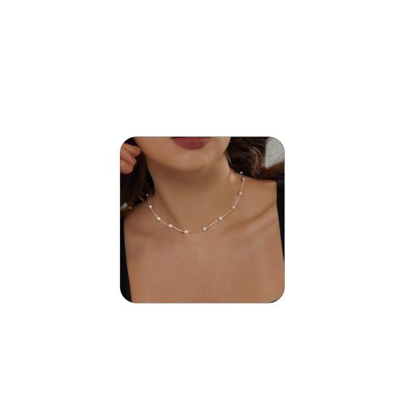 商品名: 上品なパールネックレス レディース 14K 純金メッキ ハンドメイド パールチェーン シンプル 繊細 かわいい ビーズ ゴールドネックレス レディース 夏 日常 ジュエリー ギフト, パール, 宝石なし Dainty Pearl ...