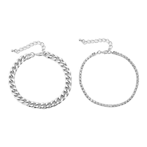 商品名:  2023 New Gold Ankle Bracelets for Women Silver Cuban Link Anklets for Women Tennis Anklet Diamond (Silver, One Siz...