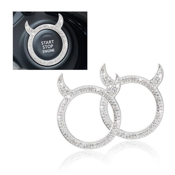 商品名: zipelo キラキラ光るクリスタルカーエンジンスタートストップ装飾リング 2個 小さな悪魔のキラキラリング 自動装飾用 ラインストーンプッシュスタートボタンステッカーリング 自動インテリア装飾アクセサリー (ホワイト) zipe...