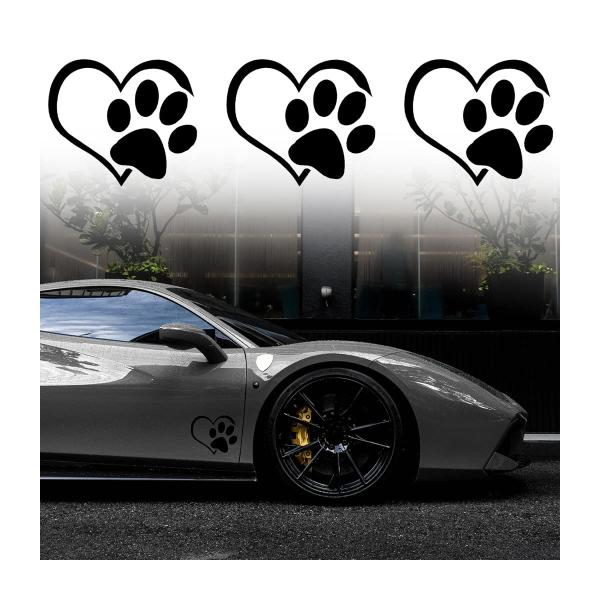 商品名: BELOMI 犬の足跡 ラブ ハート ビニール カーデカール 3パック ペット 子犬 足跡 デカール 自動ウィンドウ バンパー ノートパソコン 壁 その他用 ラブデコレーションステッカー カーアクセサリー SUV トラック用 (ブ...