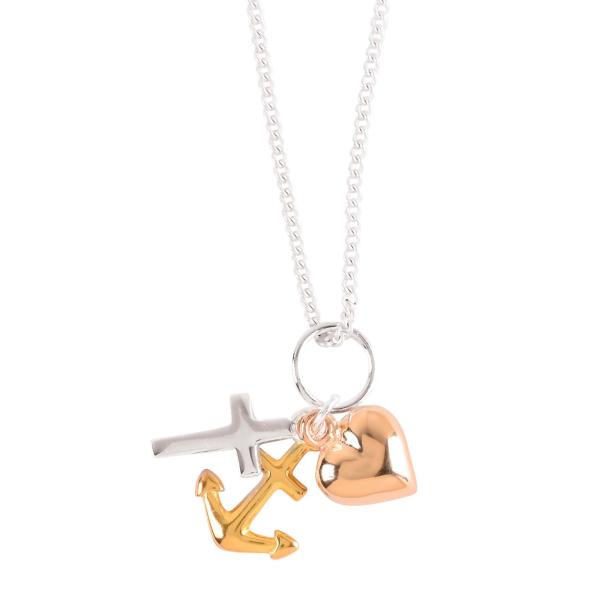 商品名: Dicksons Faith Hope Love ハート アンカー クロス トライカラー 18インチ ステンレススチール ネックレス ブックマークカード, ステンレス鋼, 宝石なし Dicksons Faith Hope Love...