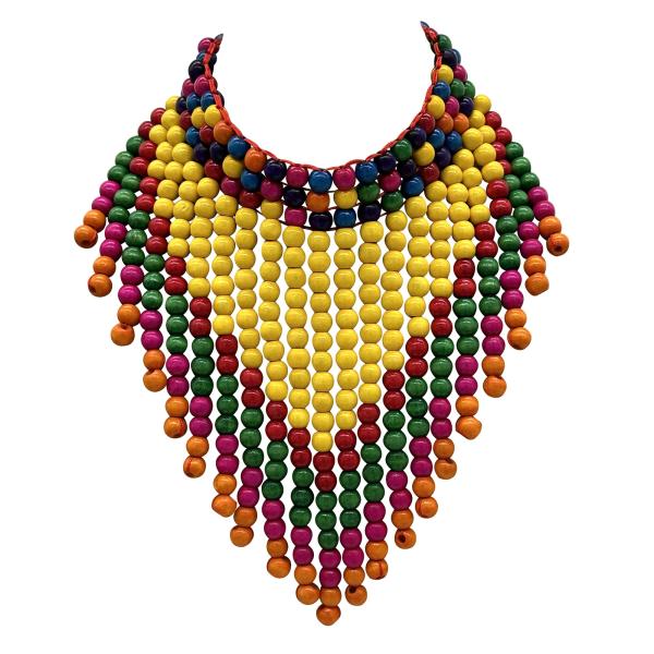 商品名: JHWZAIY ステートメントアフリカンジュエリー チャンキーカラフル木製ビーズネックレス 女性用ストランド ビッグビブチョーカー マルチカラー レイヤークラスター タッセル 木製ビーズネックレス ハンドメイドファッションコスチュ...