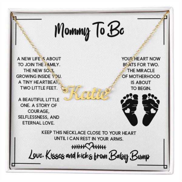 商品名:  Personalized Name Necklace Mom To Be With Message Card, First Mother's Day Gift, Custom Name for Woman Gold Jewelr...
