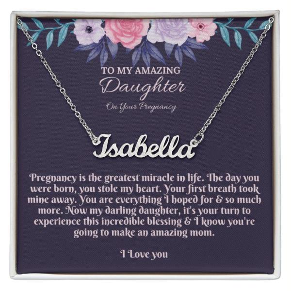 商品名:  Personalized Name Necklace Mom To Be With Message Card, First Mother's Day Gift, Custom Name for Woman Gold Jewelr...